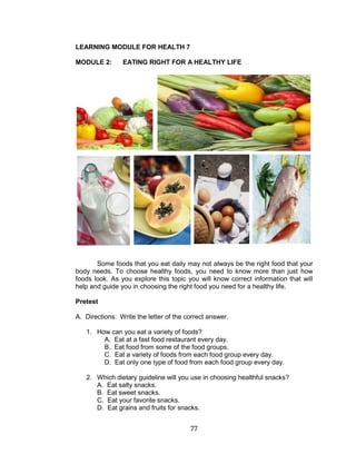 K TO 12 GRADE 7 LEARNING MODULE IN HEALTH (Q1-Q2) | PDF