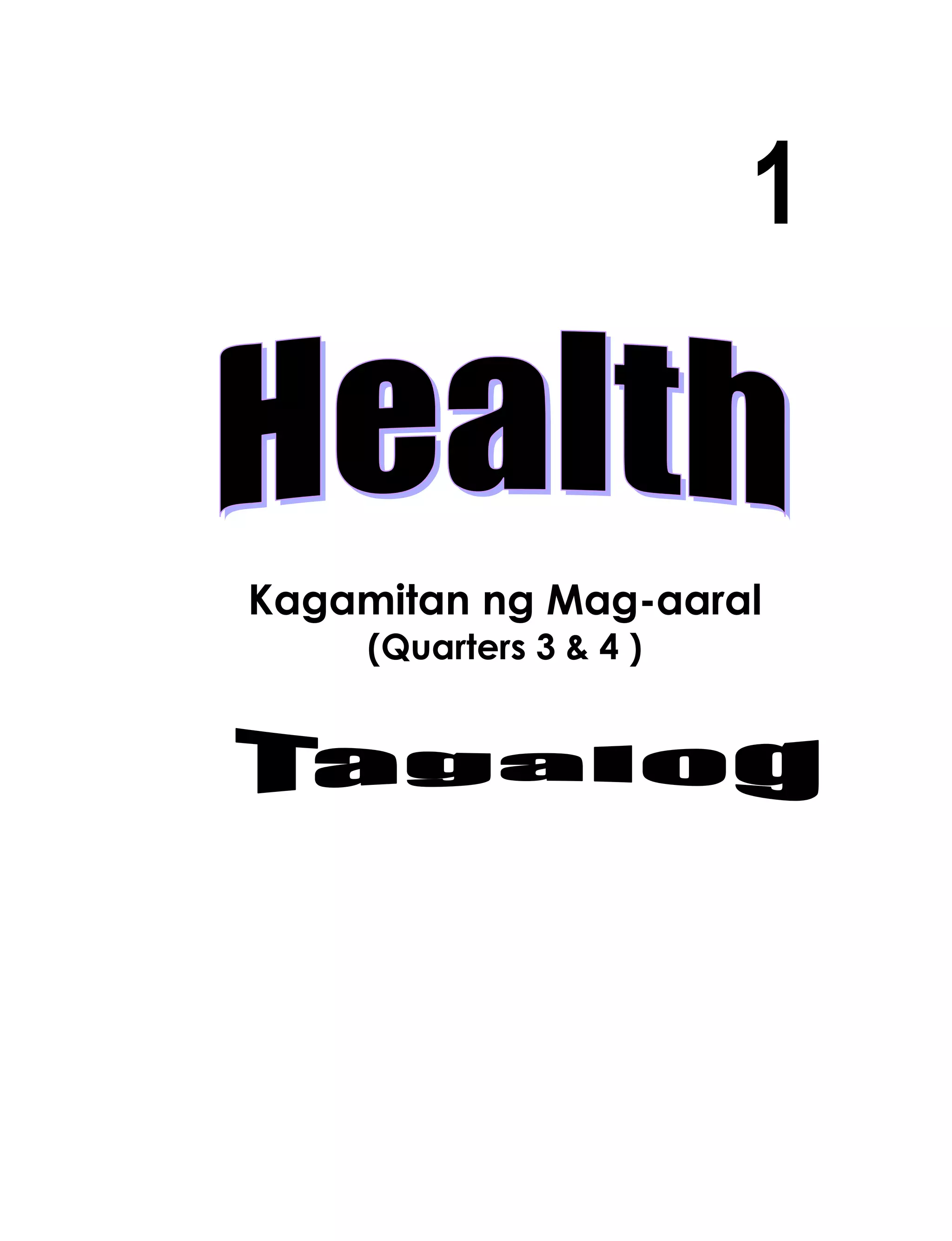 K TO 12 GRADE 1 LEARNING MATERIAL IN HEALTH (Q3-Q4) | PDF