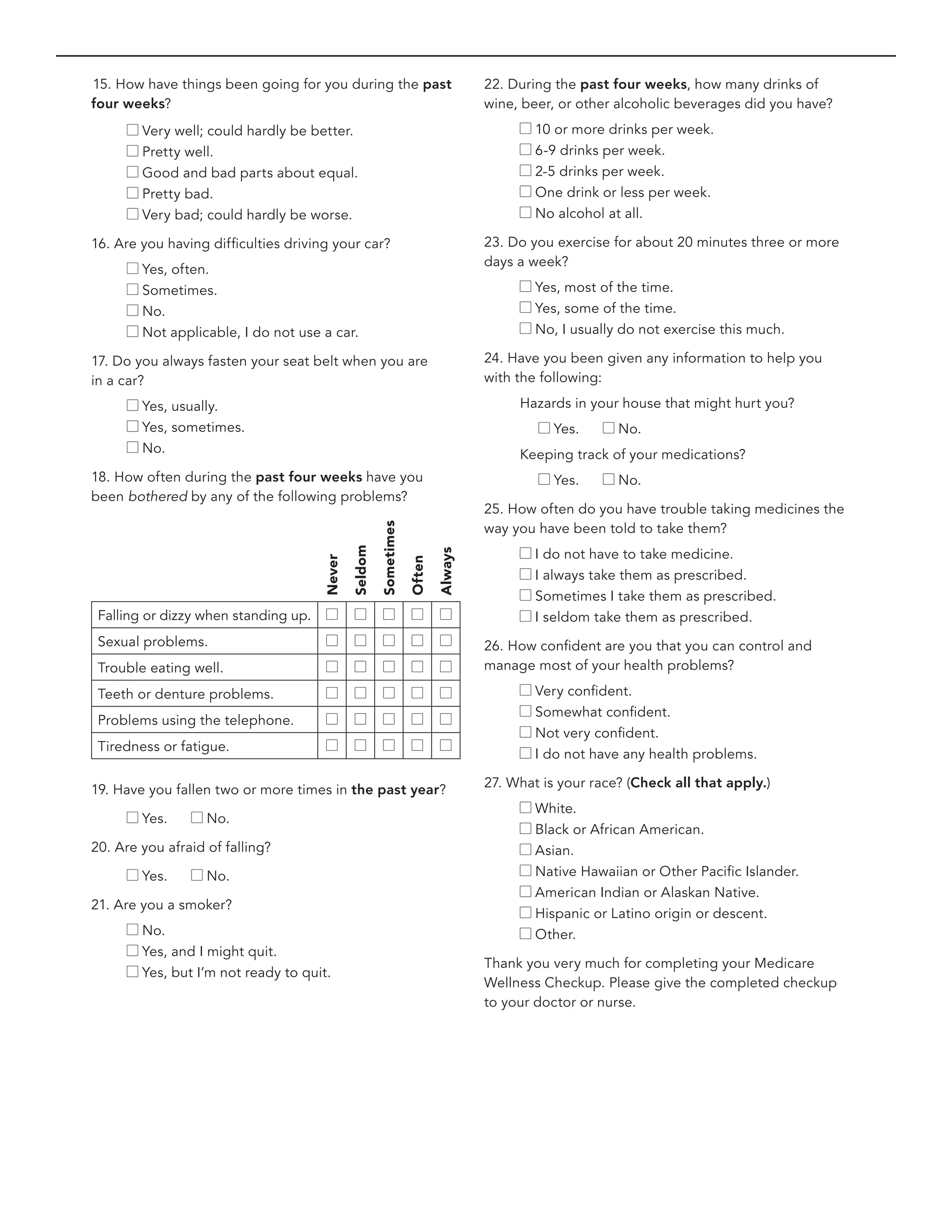 Health risk assessment Form - Doccare Medical Clinic | PDF