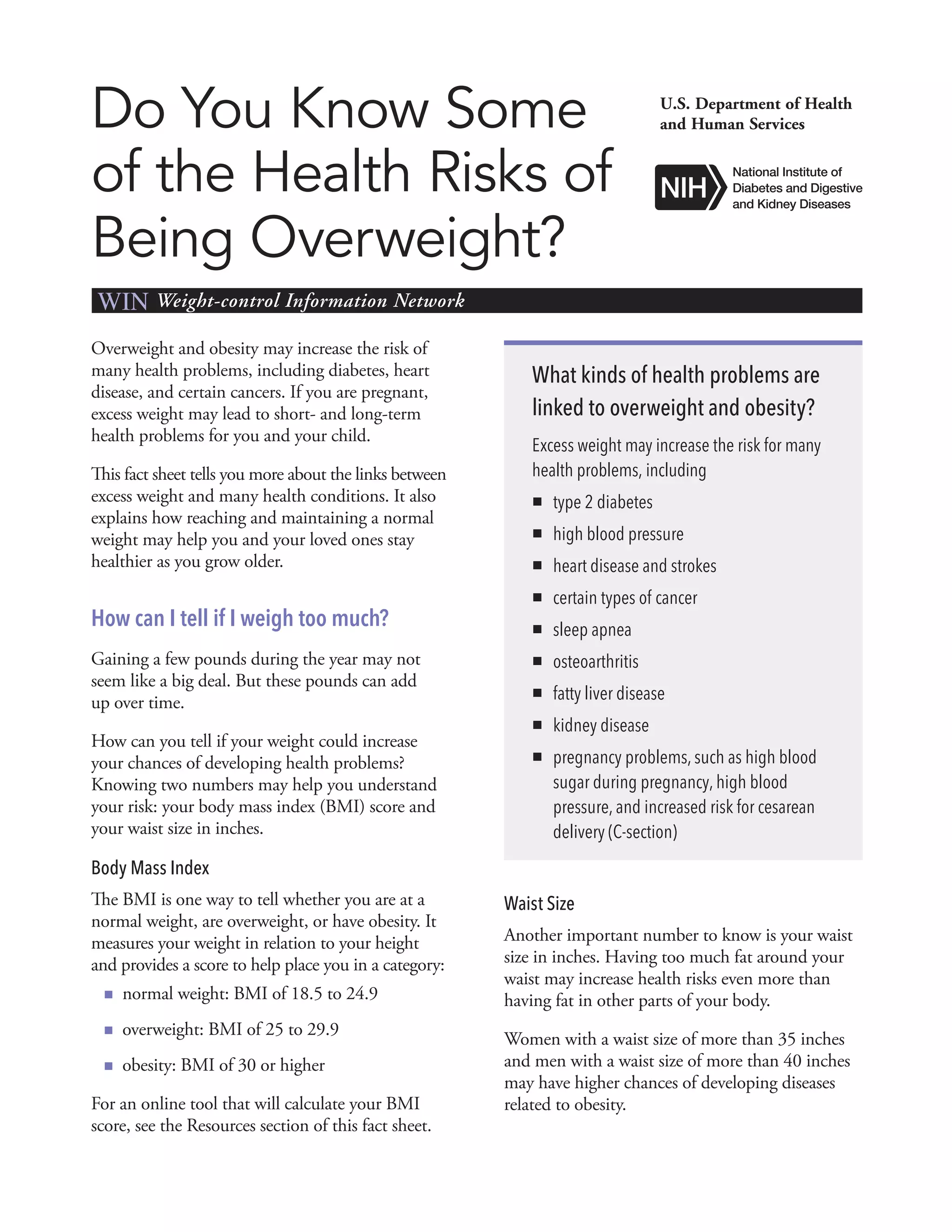 Global Medical Cures™ | Health Risks of Being OVERWEIGHT | PDF