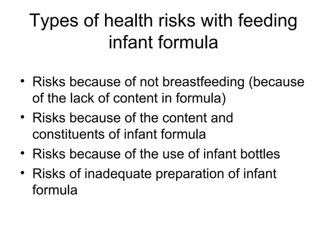 Health risks of infant feeding with formula | PPT | Parenting Babies ...