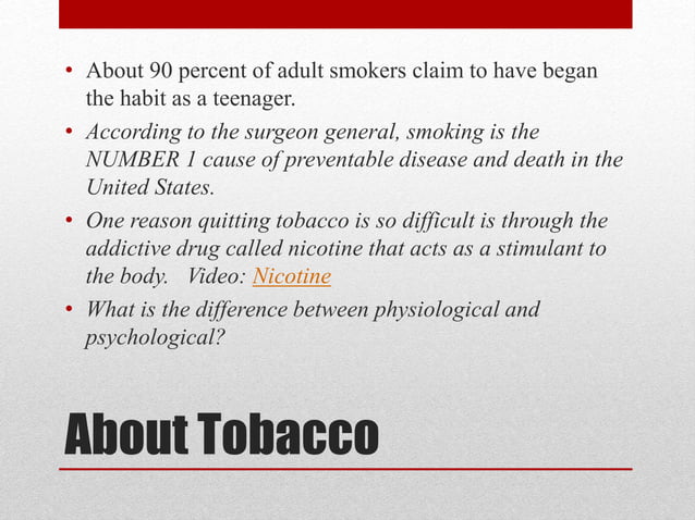 Health risks of tobacco lesson 1 textbook | PPTX | Illegal Drugs ...