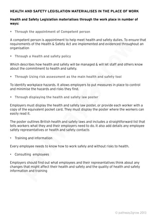 Health and Safety legislation for Employers and Employees - A guide by ...