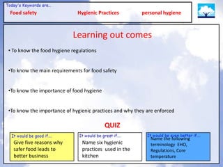 Health, safety and hygiene | PPTX