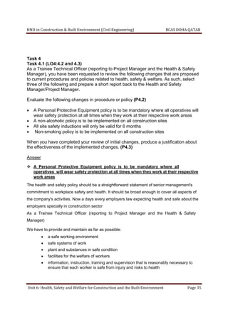Health, Safety and Welfare for CBE | PDF