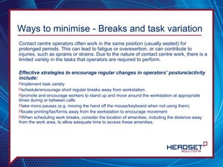 Health & Safety in the Call Centre | PPT