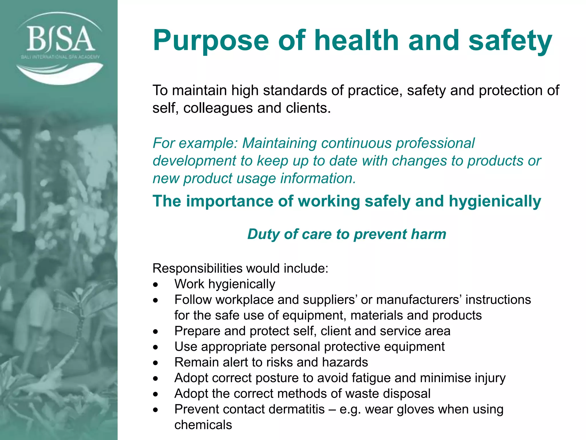 Health & Safety in a Spa and Salon | PPTX