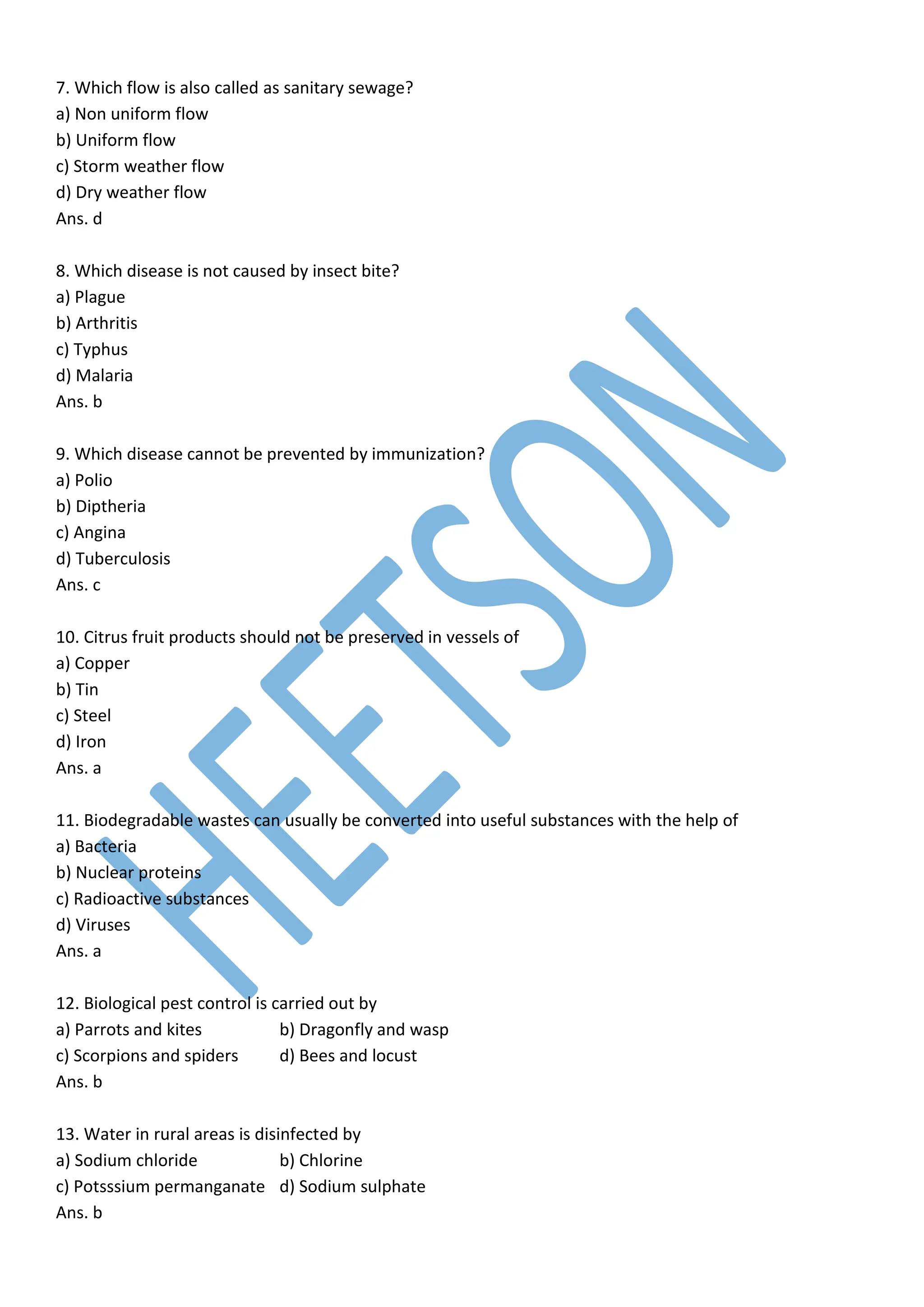 Health Sanitary Inspector MCQ Book PDF Free Download | PDF