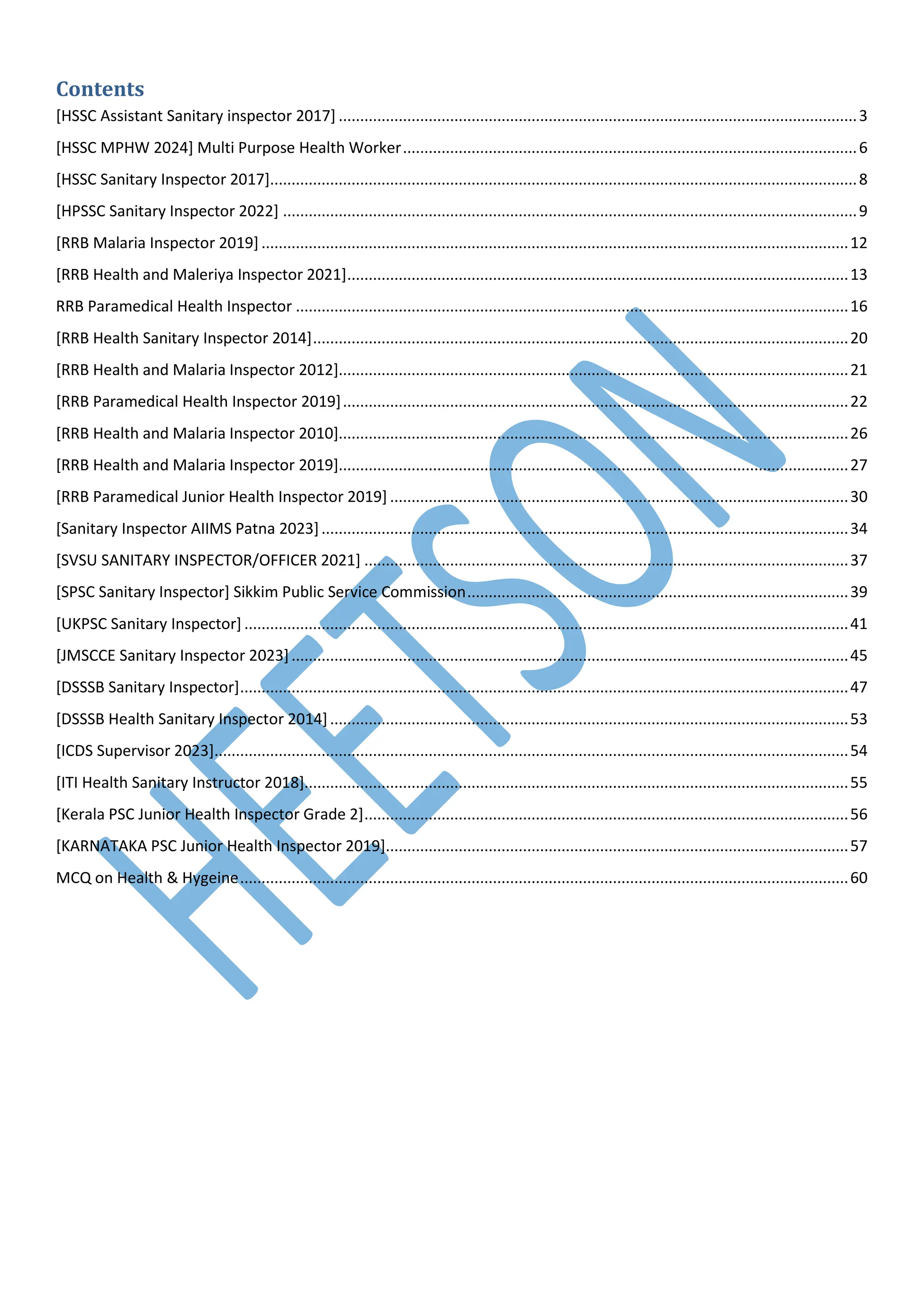 Health Sanitary Inspector MCQ Book PDF Free Download | PDF