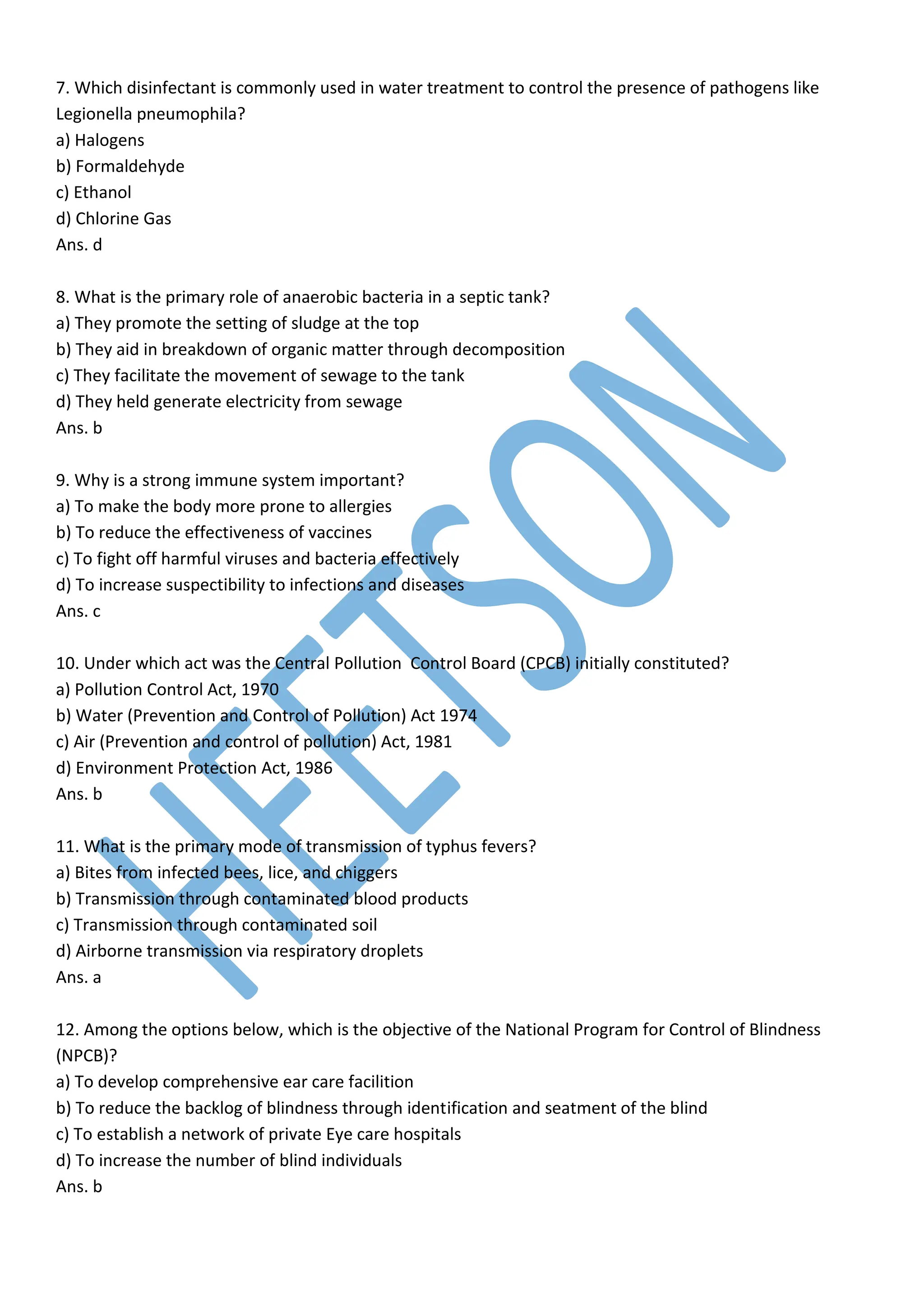 Health Sanitary Inspector MCQ Book PDF Free Download | PDF