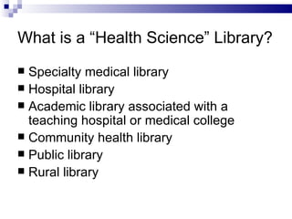 Reference Services : Health Sciences | PPT