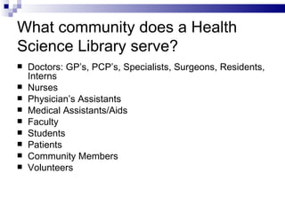 Reference Services : Health Sciences | PPT