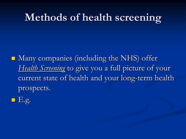 Health screening and health of the nation | PPT