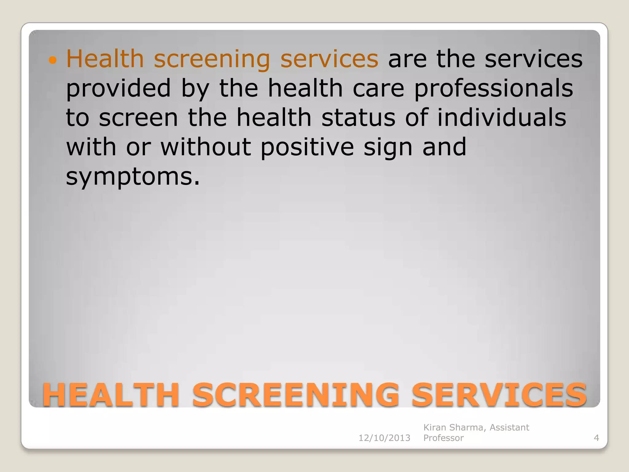 Health screening services | PPTX