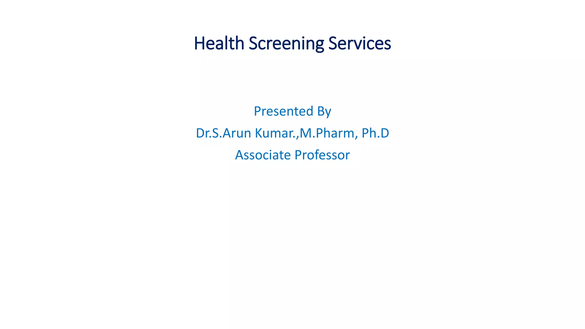 Health screening services | PPT