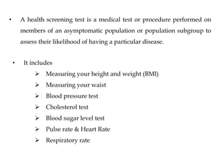 Health Screening Tests in Community Pharmacy | PPTX