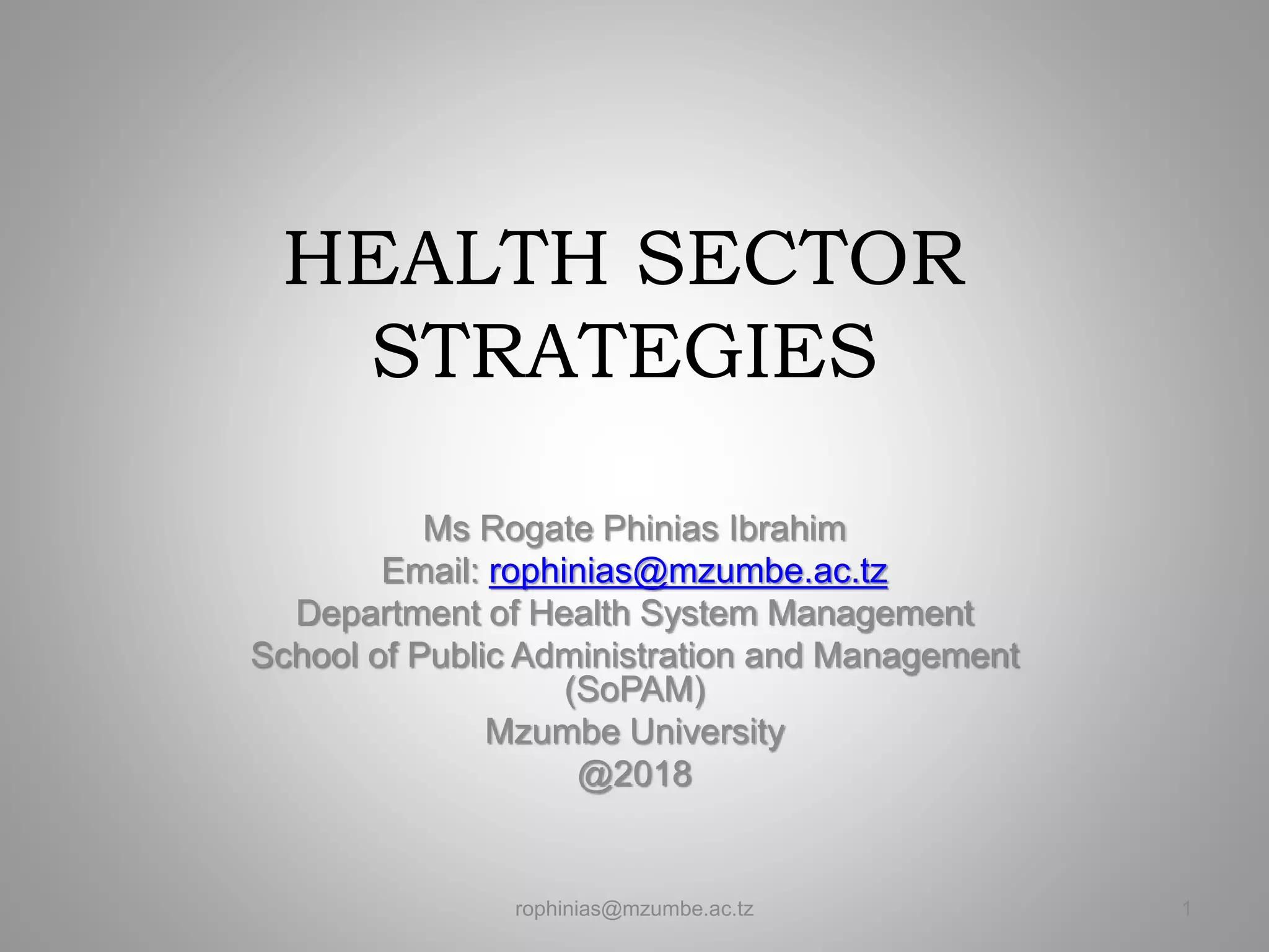 Health sector strategies notice | PPT