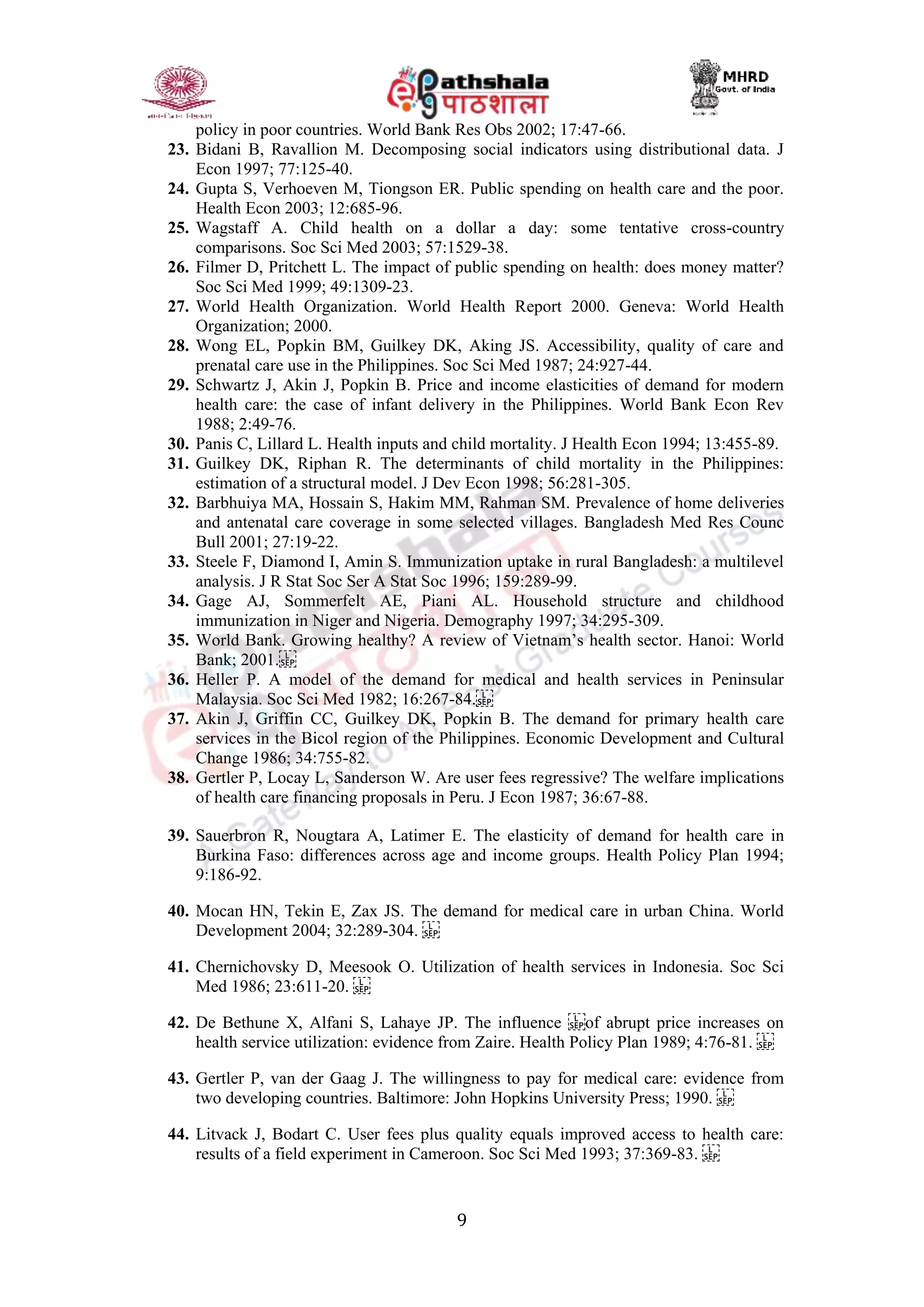 Health services in developing countries | PDF