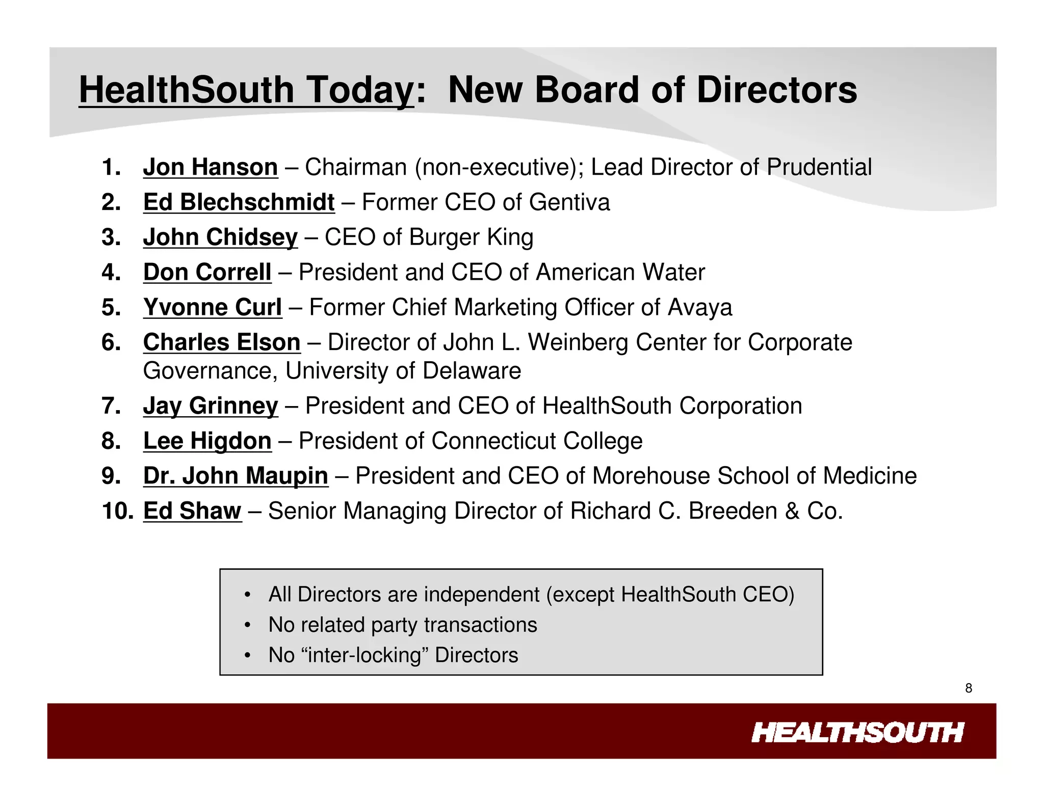 HealthSouth Lessons Learned | PDF