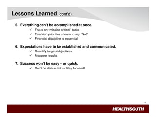 HealthSouth Lessons Learned | PDF