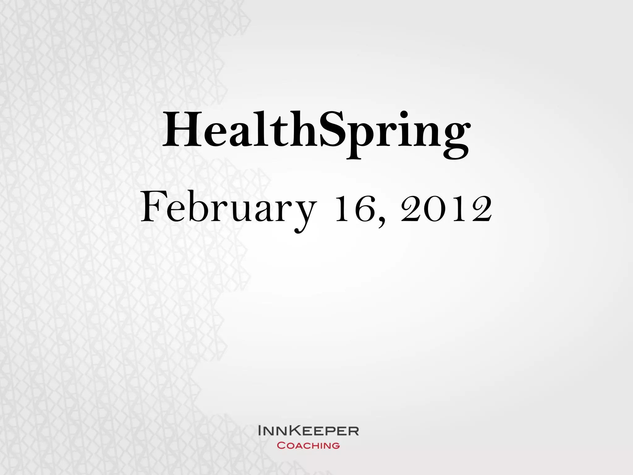 Healthspring presentation | PPT