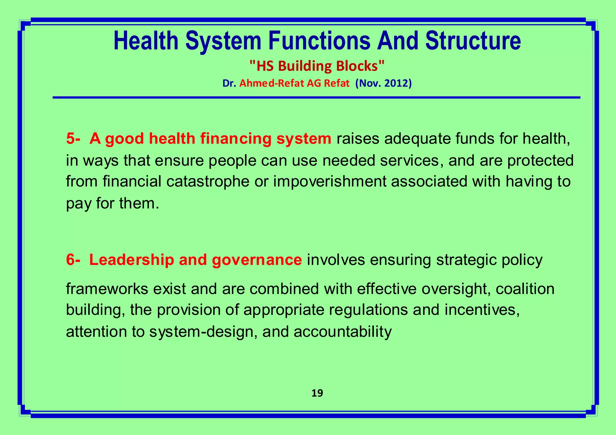 Health system functions and structure | PDF