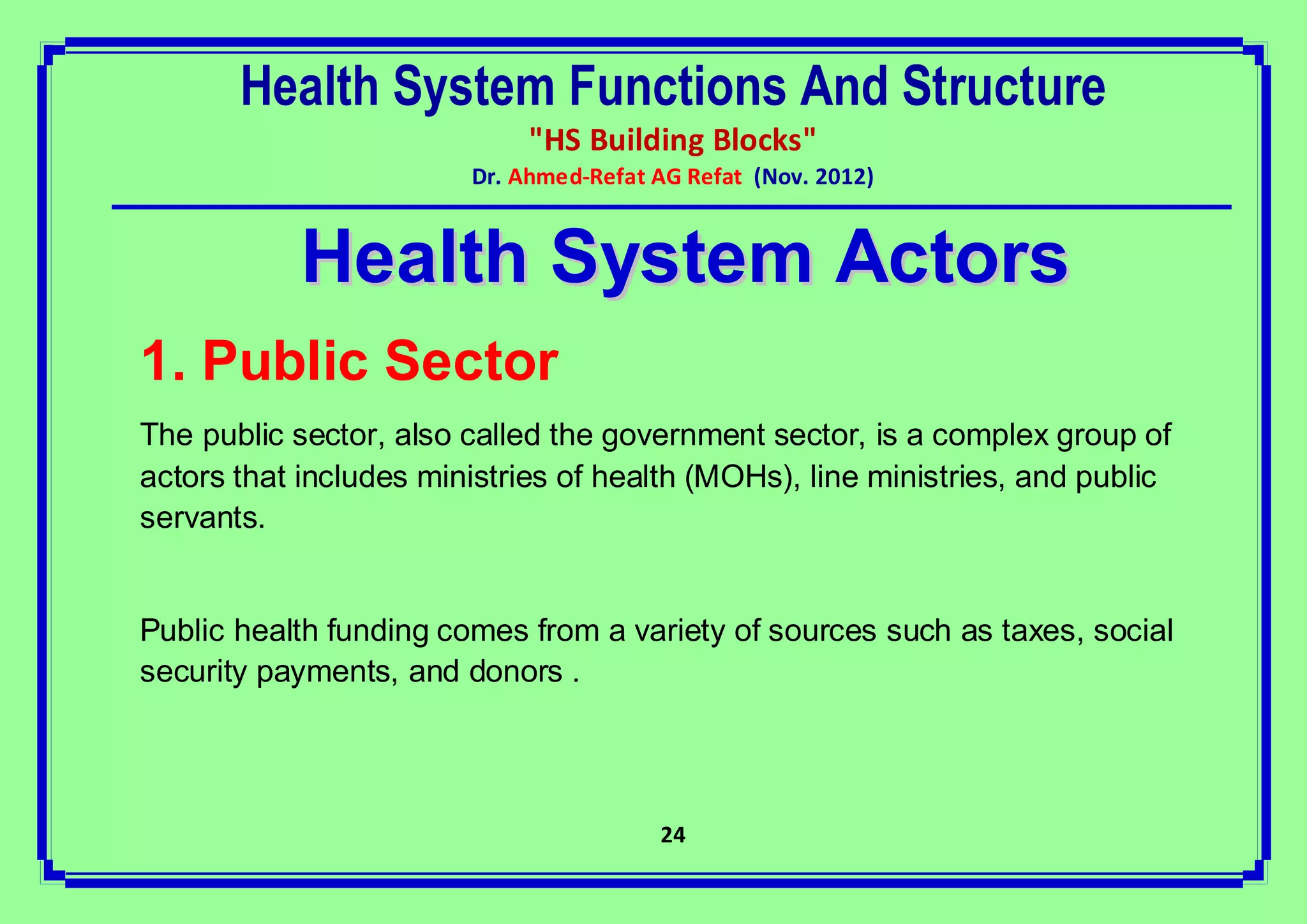 Health system functions and structure | PDF