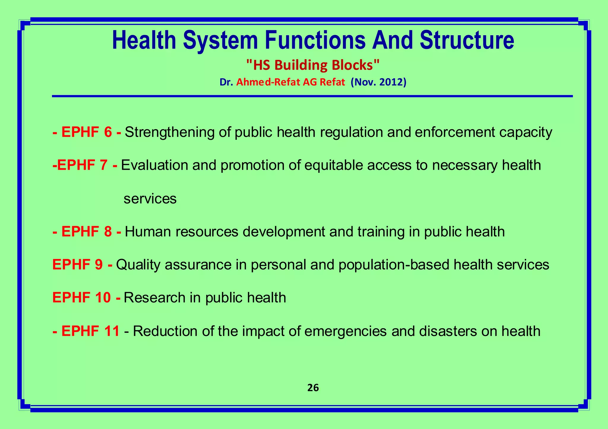 Health system functions and structure | PDF