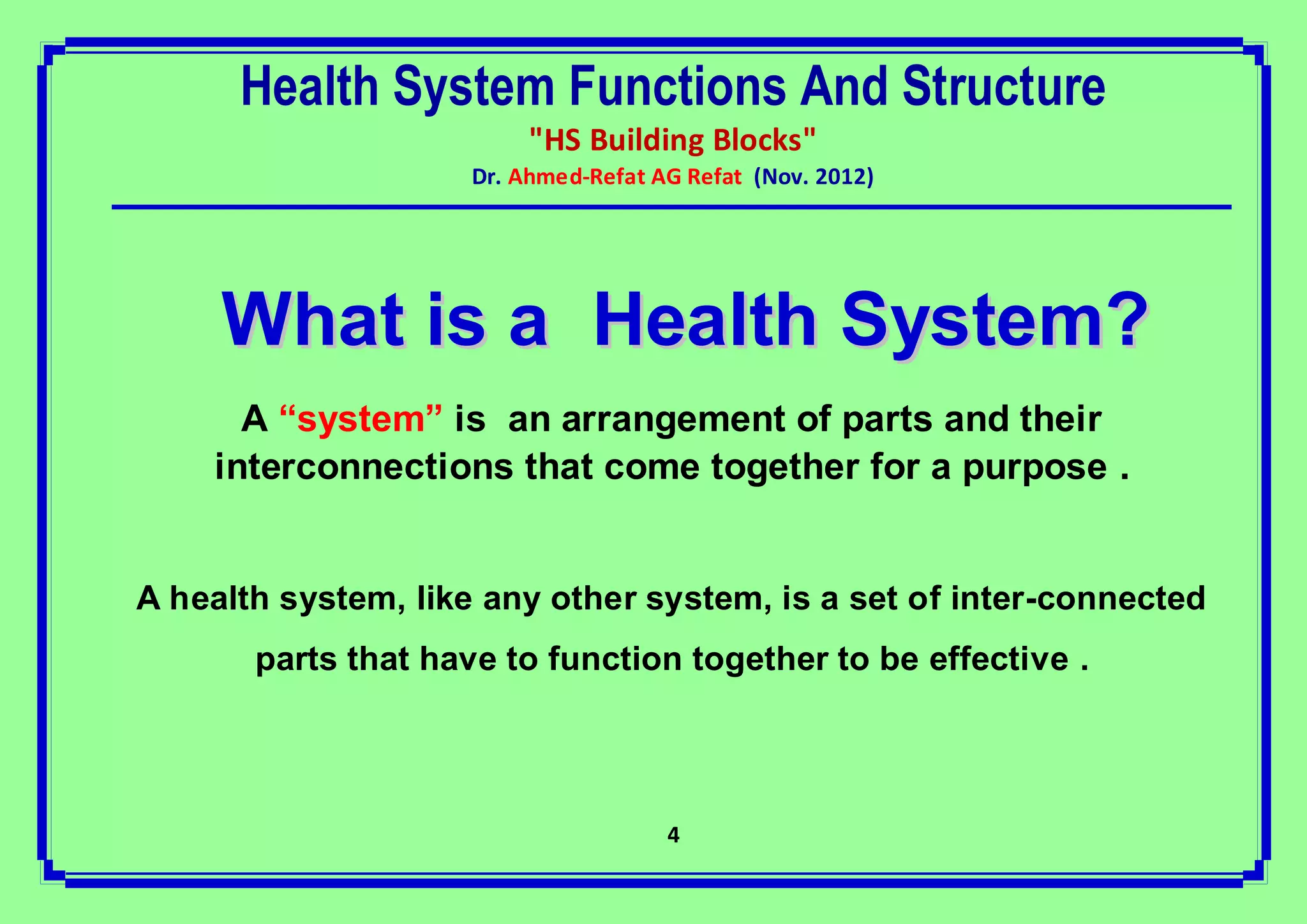 Health system functions and structure | PDF