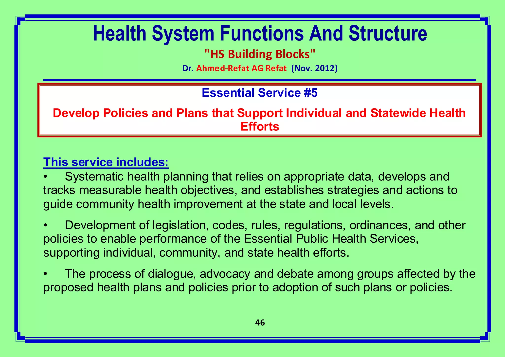 Health system functions and structure | PDF