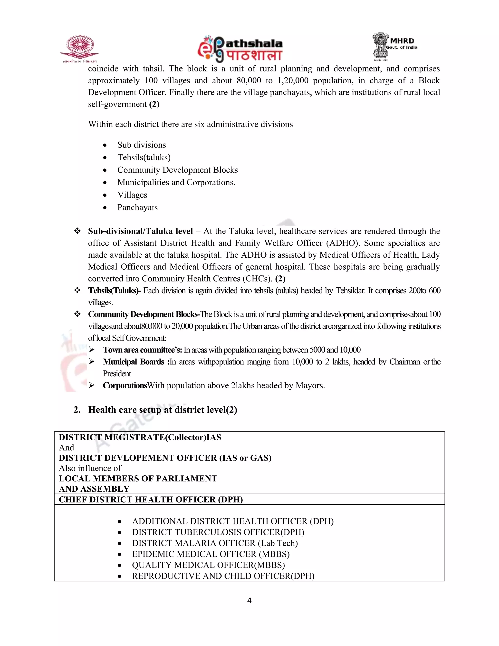 Health system in india at district level | PDF