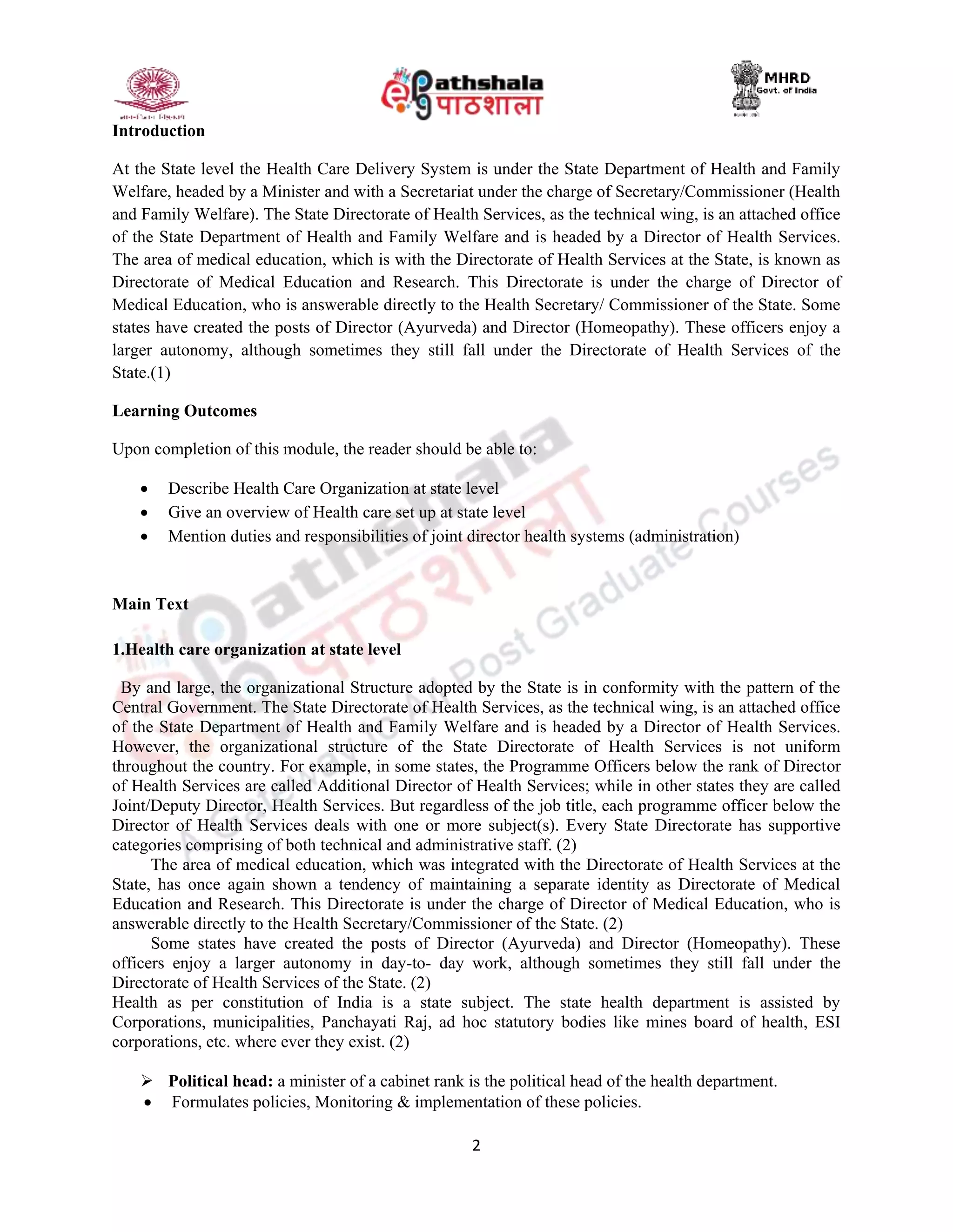 Health system in india at state level | PDF