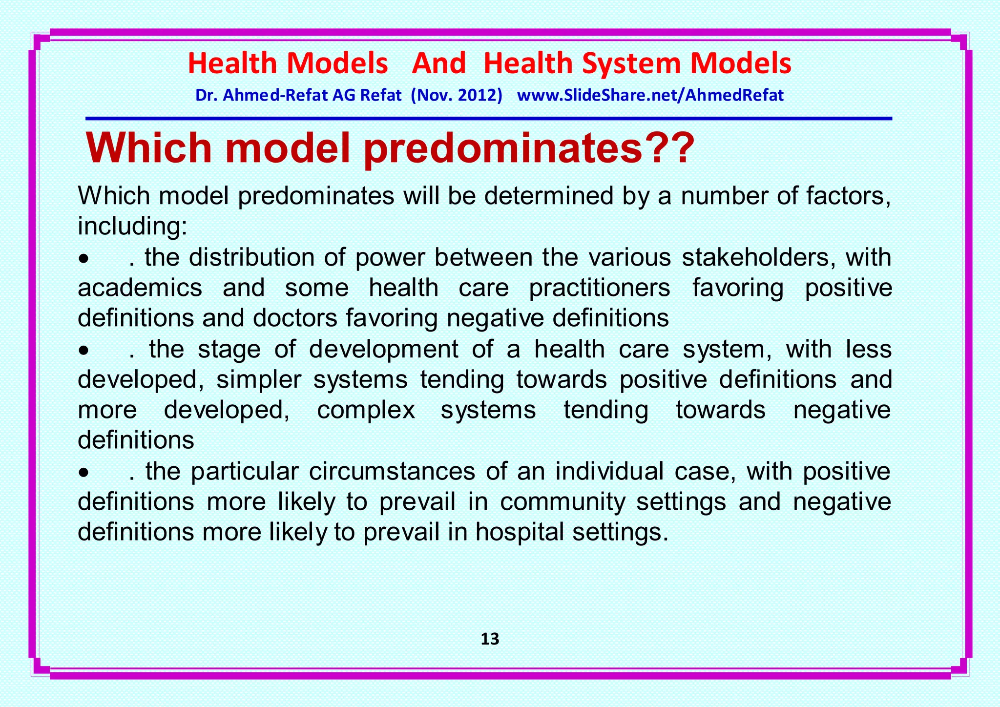 Health system models-an overview | PDF