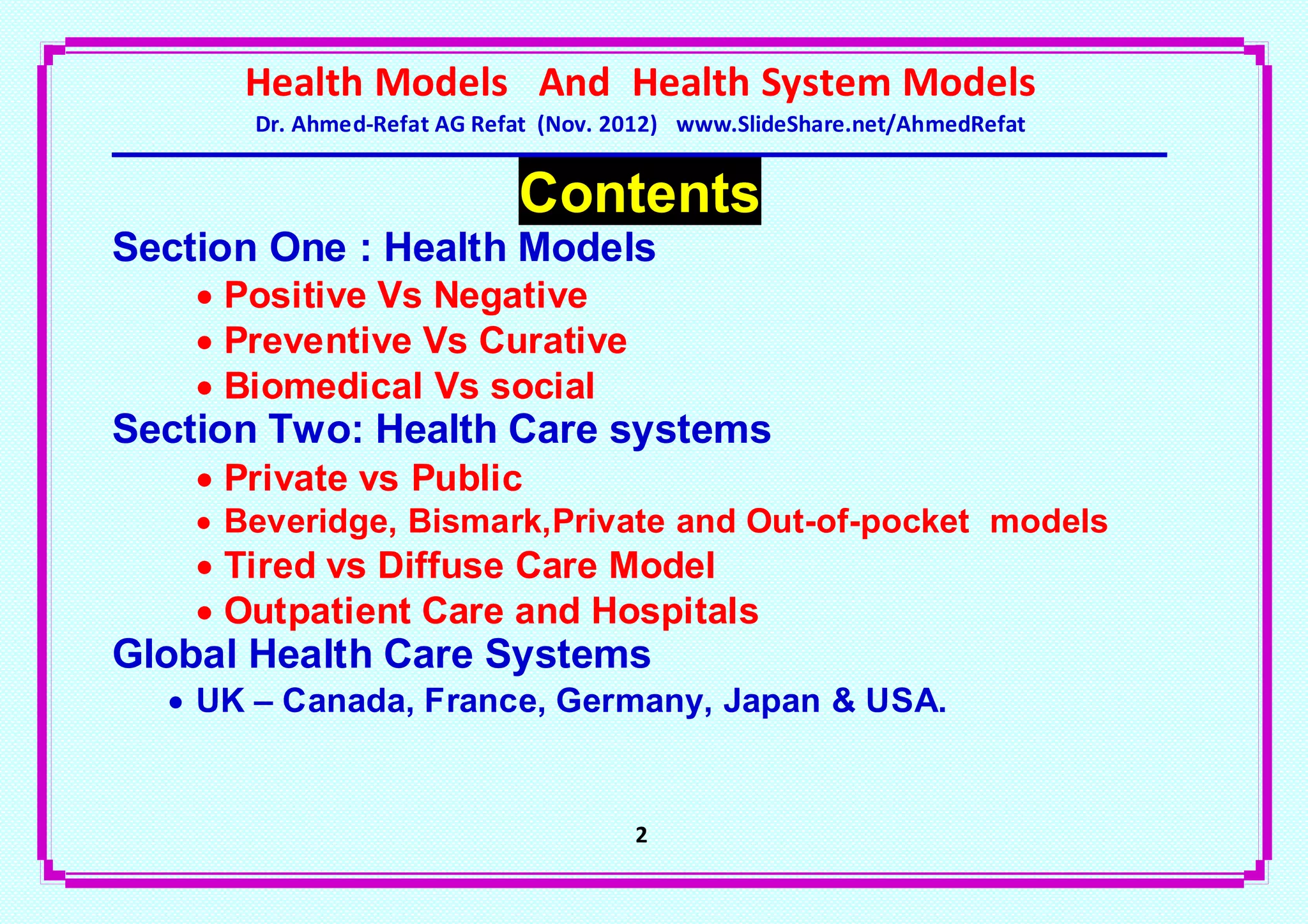Health system models-an overview | PDF