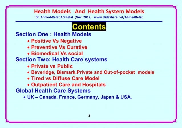 Health system models-an overview | PDF