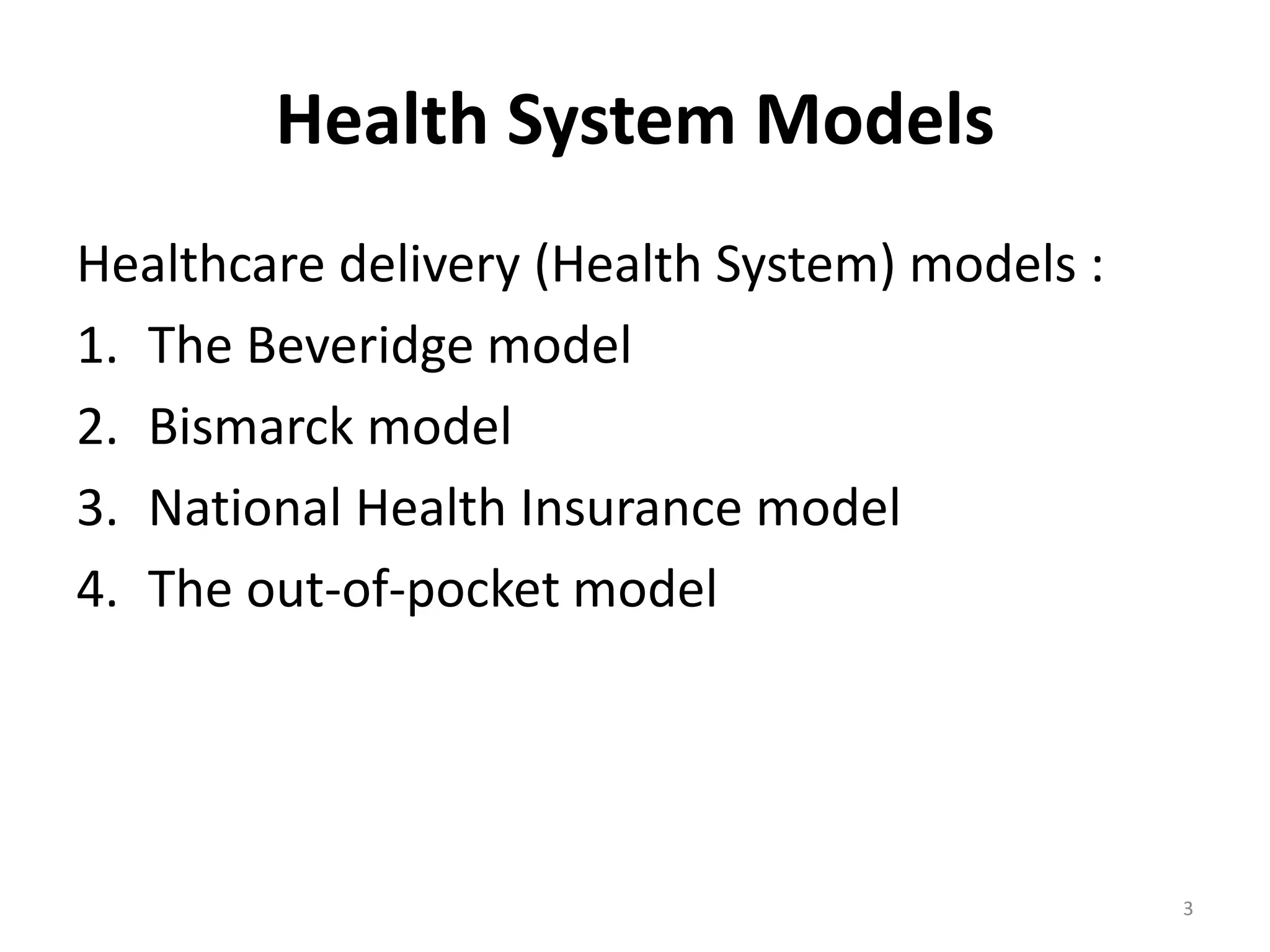 Health system models | PPTX
