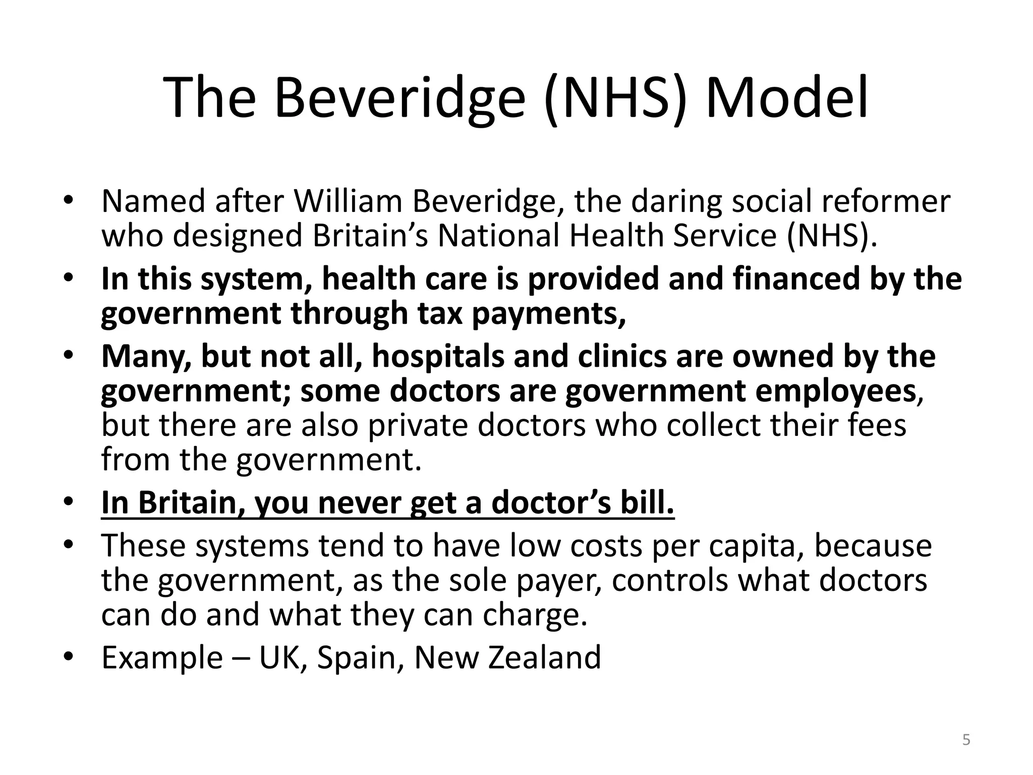 Health system models | PPTX