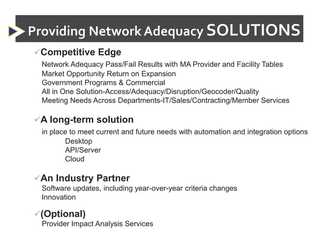 Network Adequacy For Health Systems | PPTX | Health Insurance | Insurance