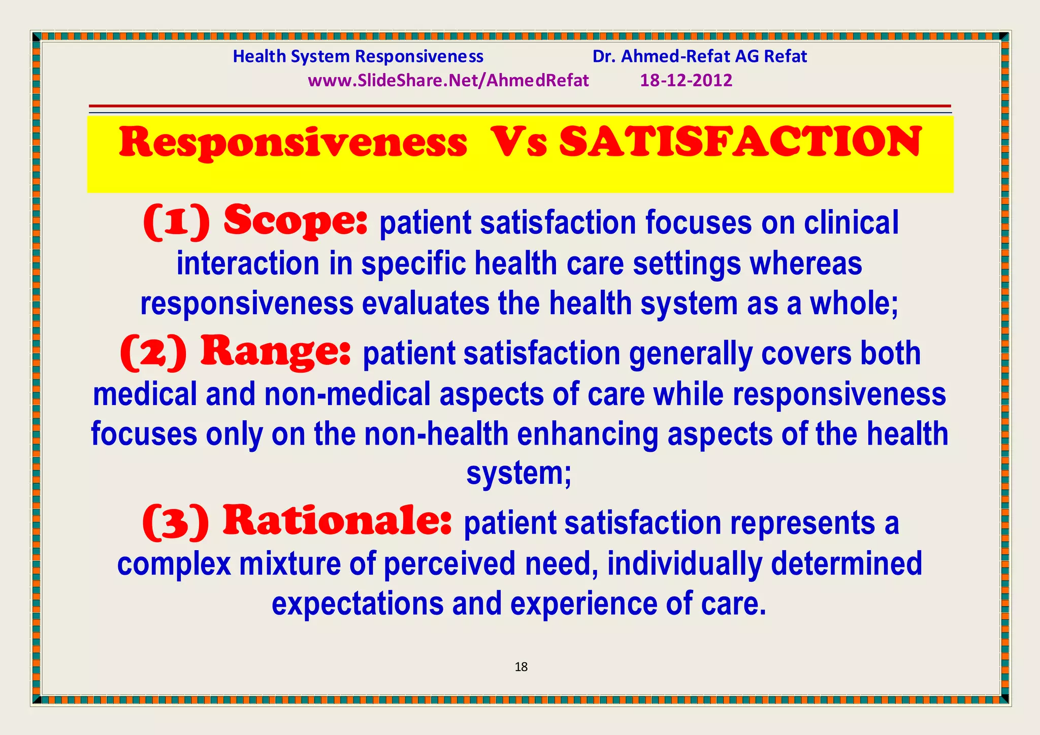 Health system responsiveness | PDF