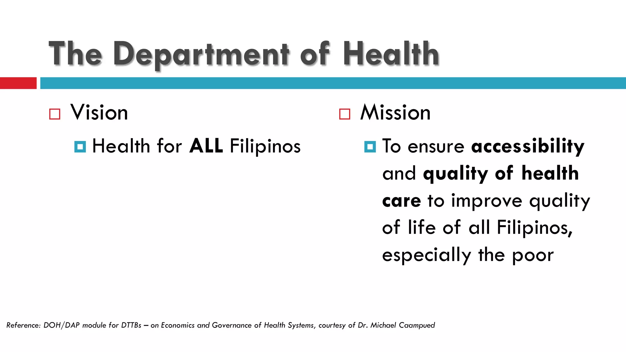 An Introduction to Health Systems; An Overview of the Philippine Health ...