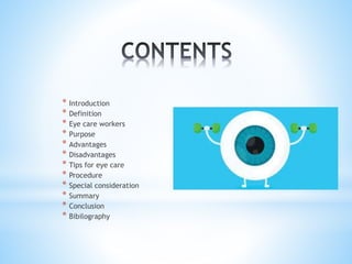 Health talk on eye care | PPTX
