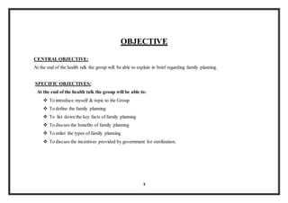 Health talk on Family Planning lesson plan - Type ,Advantages ...