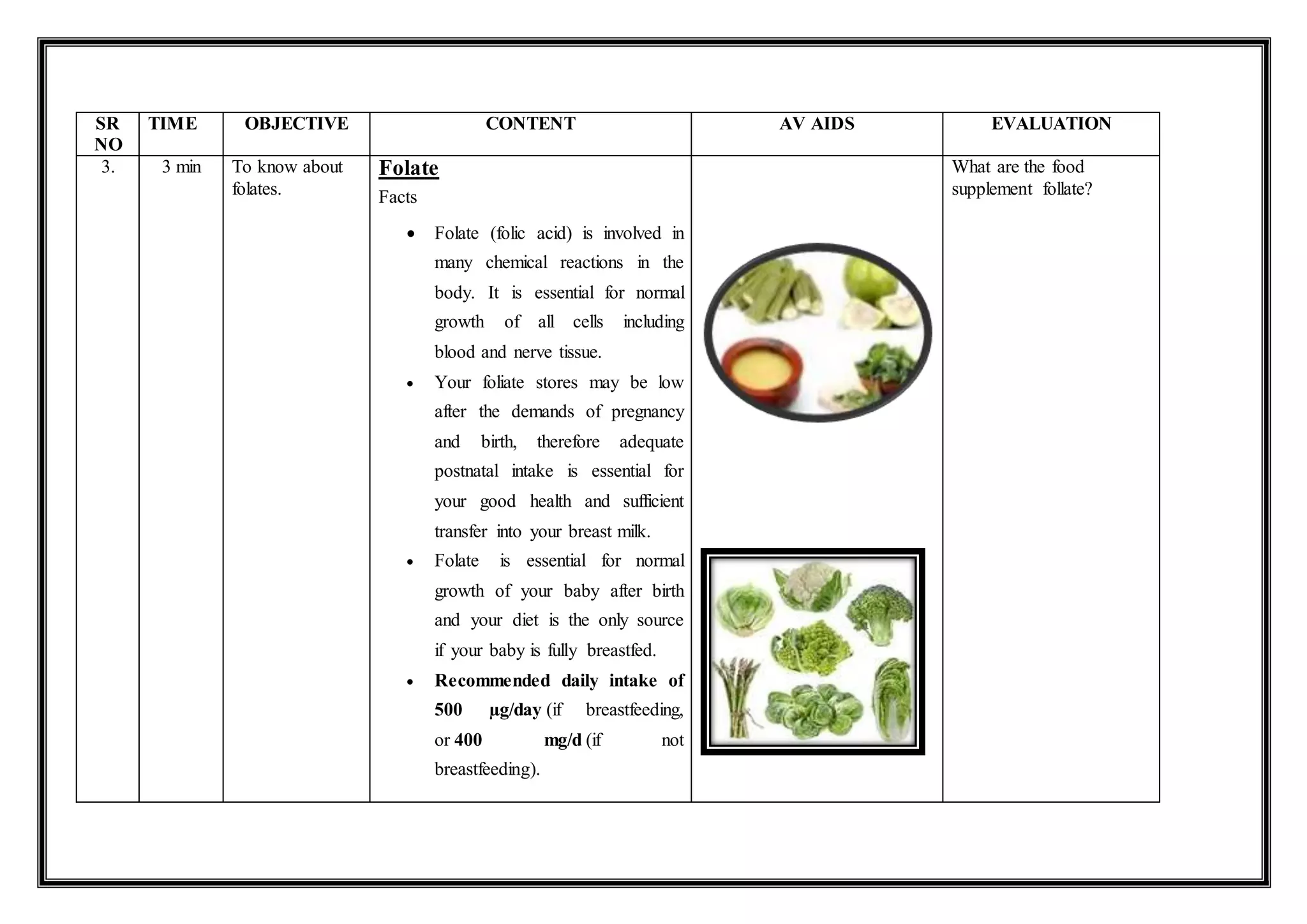 Health talk on postnatal diet lesson Plan use in Clinical Submission in OBG | DOCX
