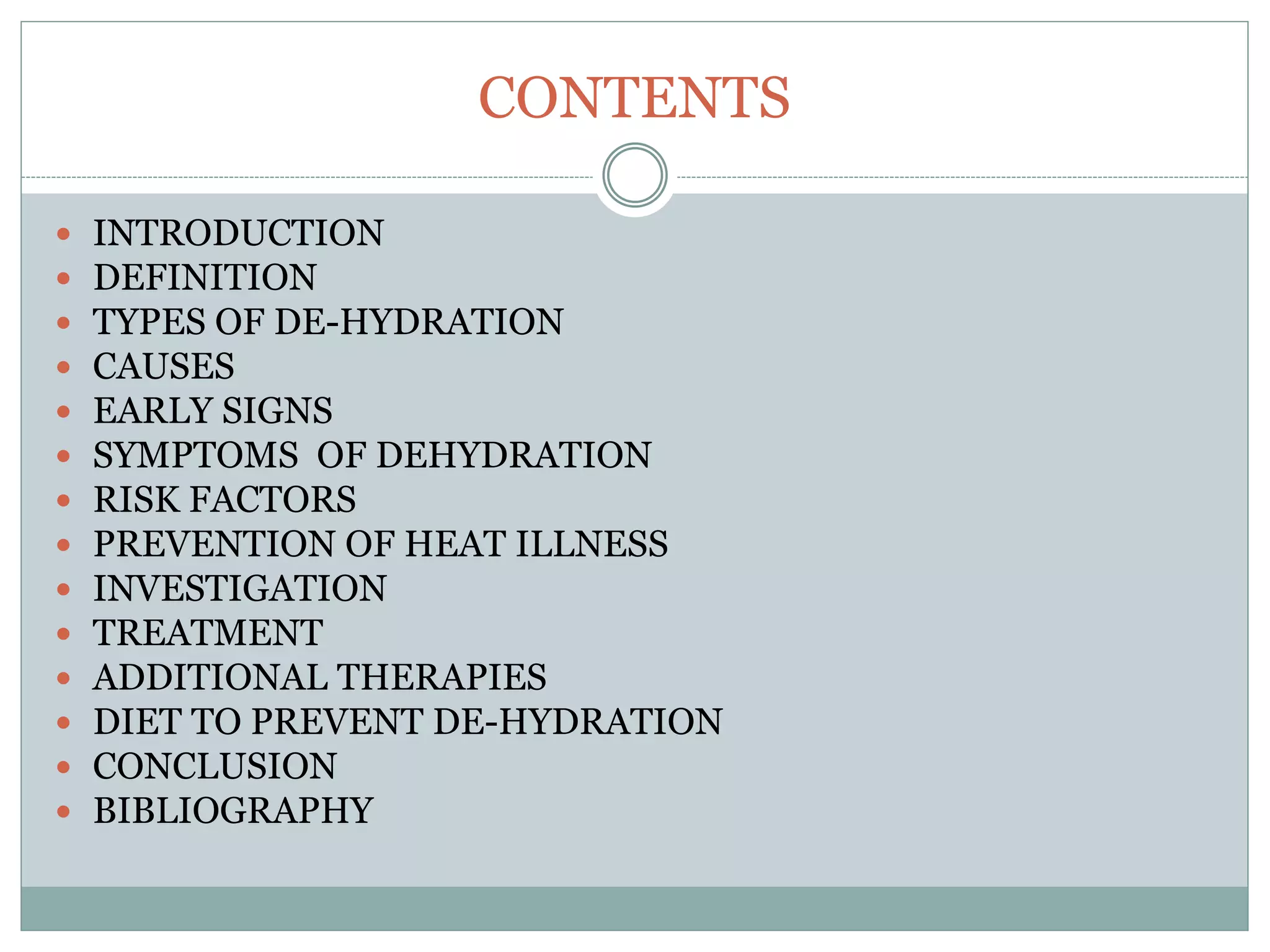 Health talk on prevention of dehydration | PPTX