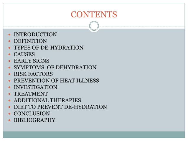 Health talk on prevention of dehydration | PPTX | Nutrition | Healthy ...