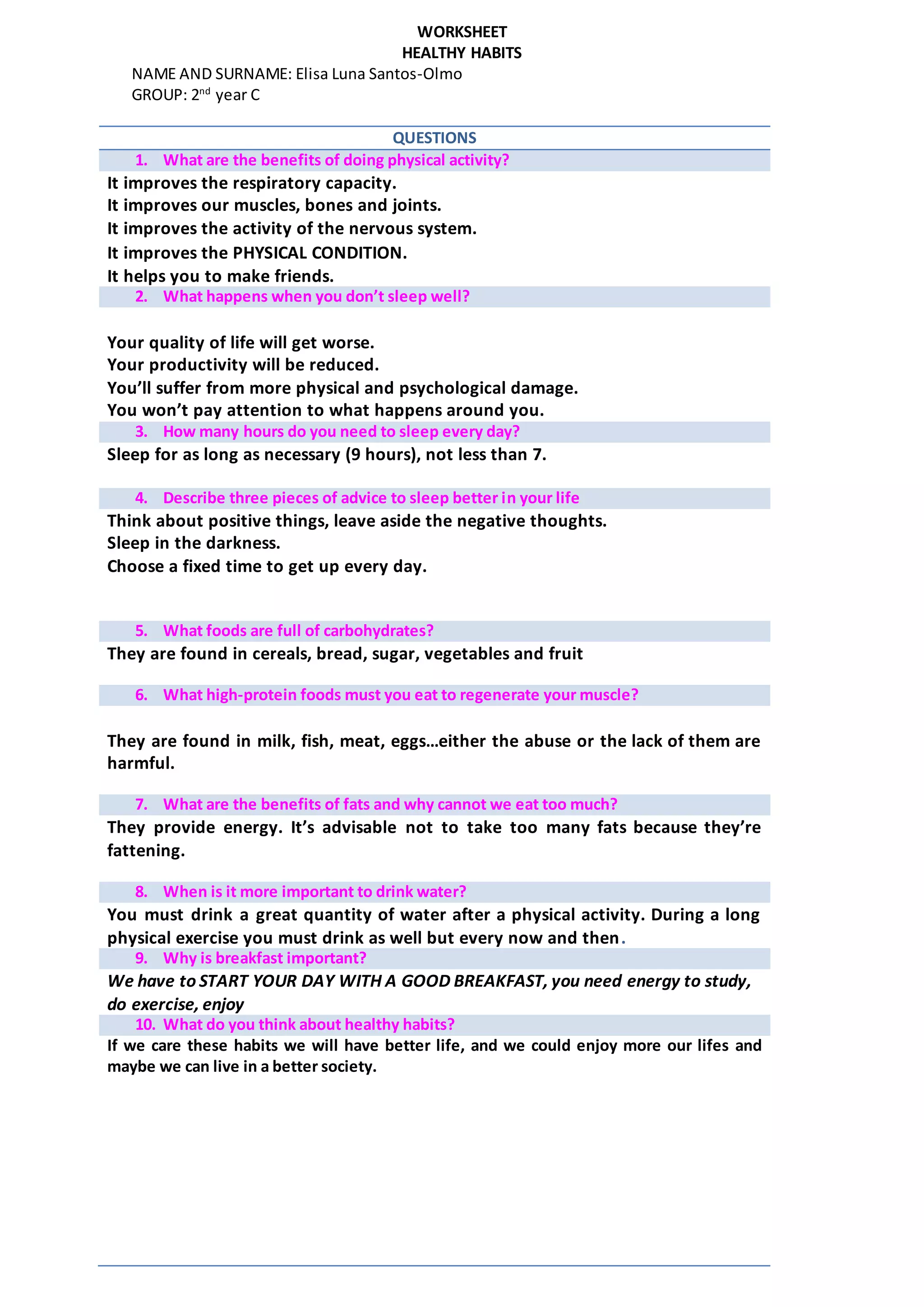 Healthy habits | DOCX