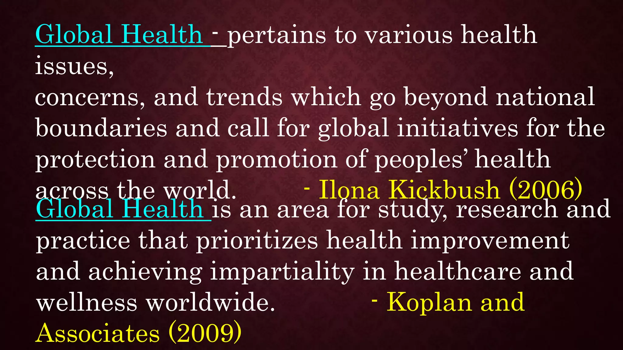 Grade 10 Health UNIT 3 health trends issues and concern Global level | PPTX