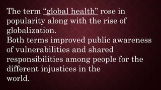 Grade 10 Health UNIT 3 health trends issues and concern Global level | PPTX