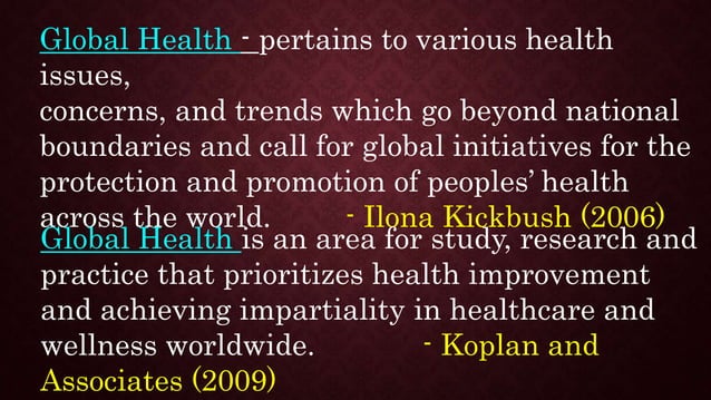 Grade 10 Health UNIT 3 health trends issues and concern Global level ...