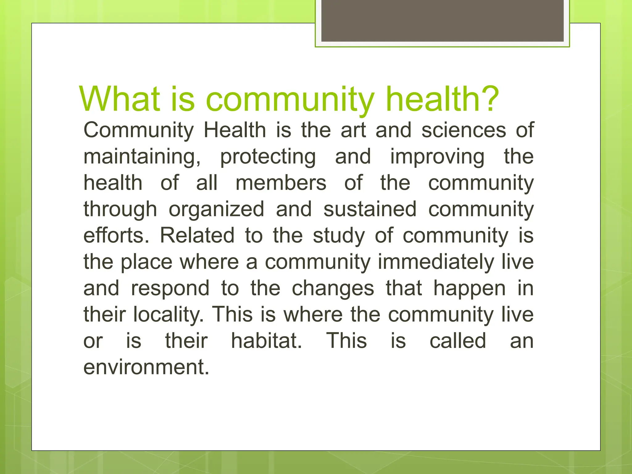 Characteristics of Healthy Community Health 9 Week 1.pptx